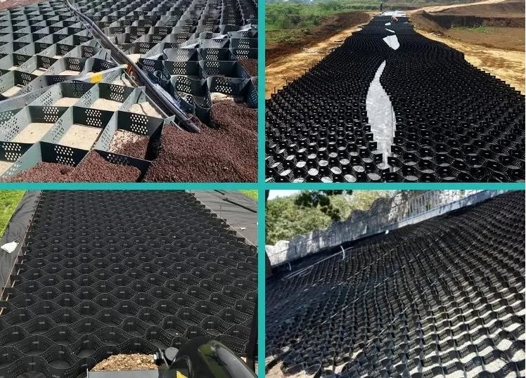 Road Construction Perforated HDPE Geocell Driveway For Erosion Control